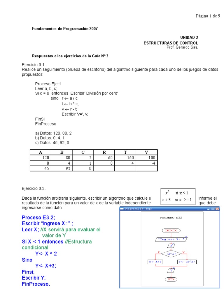 Respuestas Guia 03 (Estructuras de Control) | PDF | Algoritmos | Triángulo