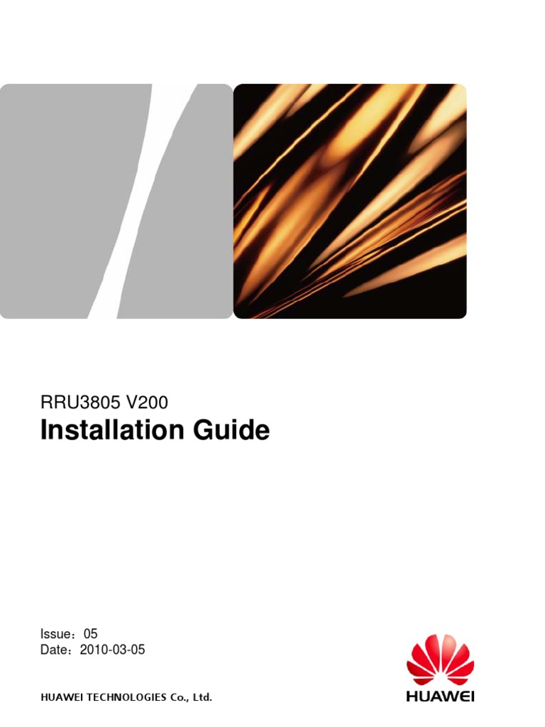 RRU3805 Installation Guide (V200 - 05) | PDF | Cable | Electrical Connector