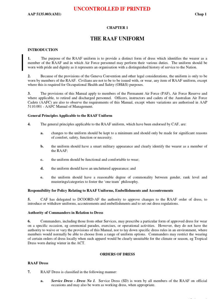 The Raaf Uniform | PDF | Clothing | Dress Codes