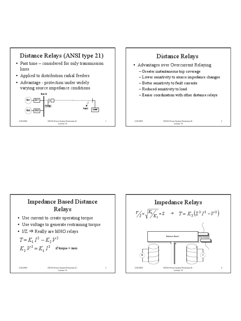Distance Relays (ANSI Type 21) Distance Relays: V K I K T | PDF ...