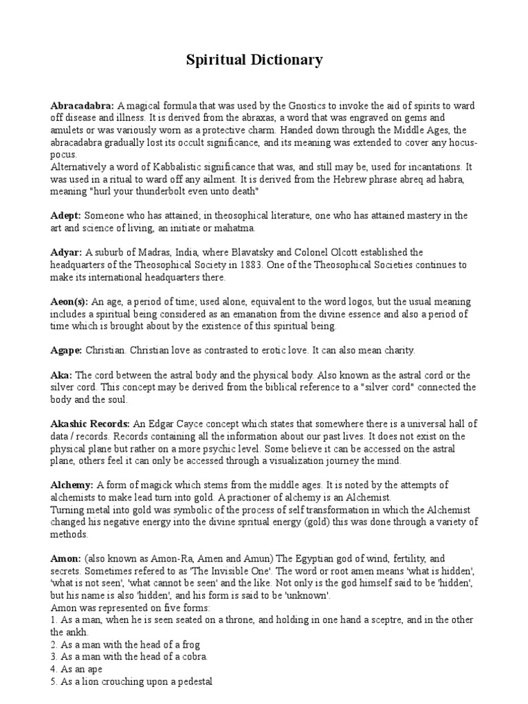Spiritual Dictionary A - Z | PDF | Mantra | Monism