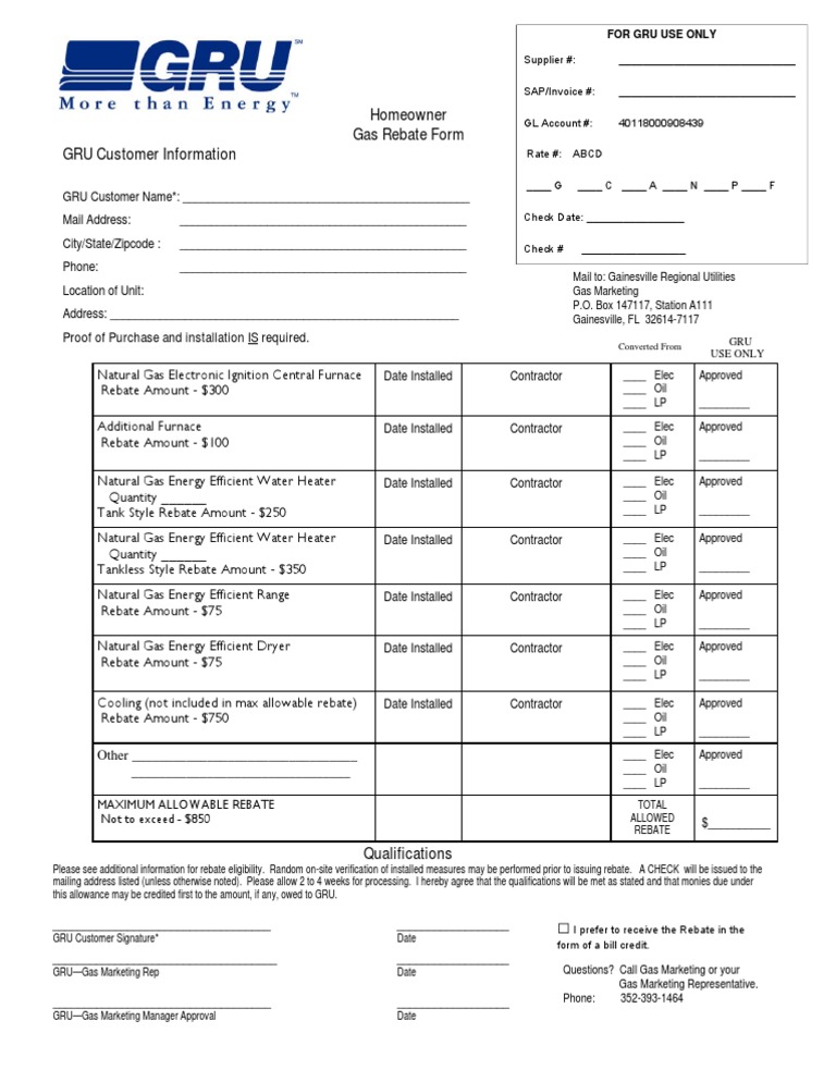 Gas Rebate Form | PDF | Rebate (Marketing) | Water Heating