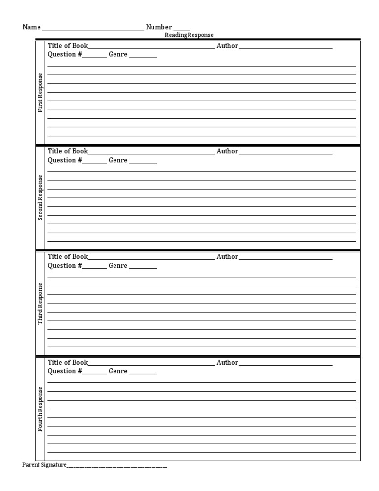 Weekly Reading Response Blank | PDF | Career & Growth | Language Arts ...