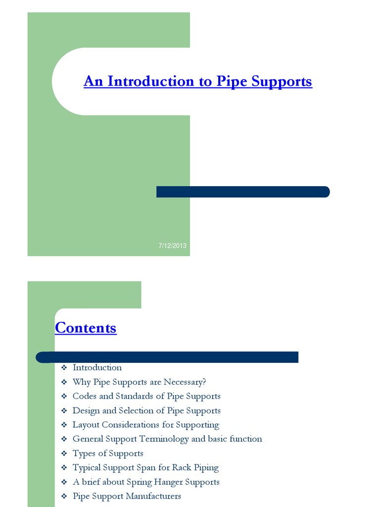 An Introduction To Pipe Supports PDF | PDF | Pipe (Fluid Conveyance ...