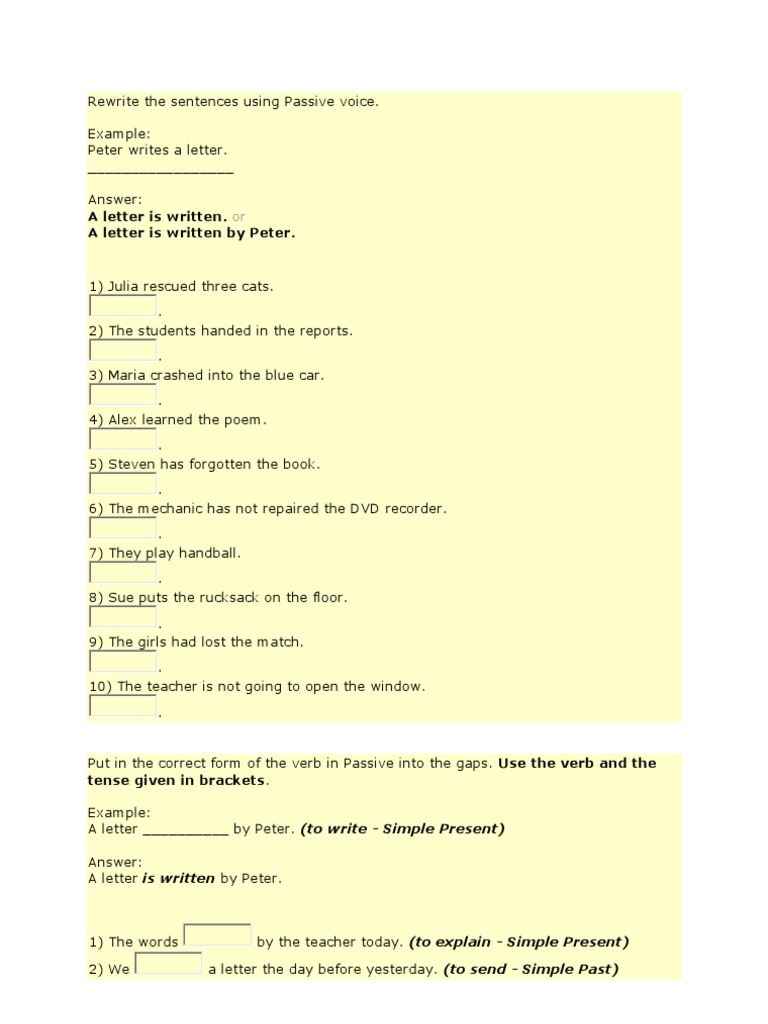 Rewrite The Sentences Using Passive Voice | PDF | Morphology | Onomastics