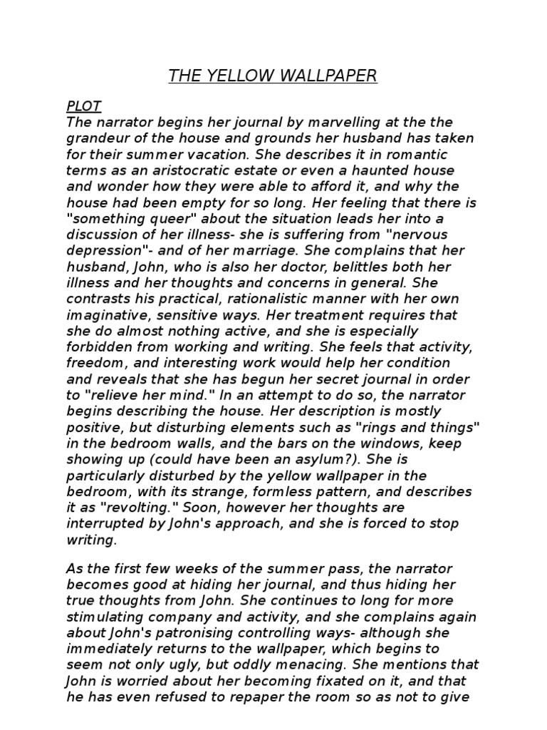 Analyzing "The Yellow Wallpaper" | PDF | The Yellow Wallpaper | Narration
