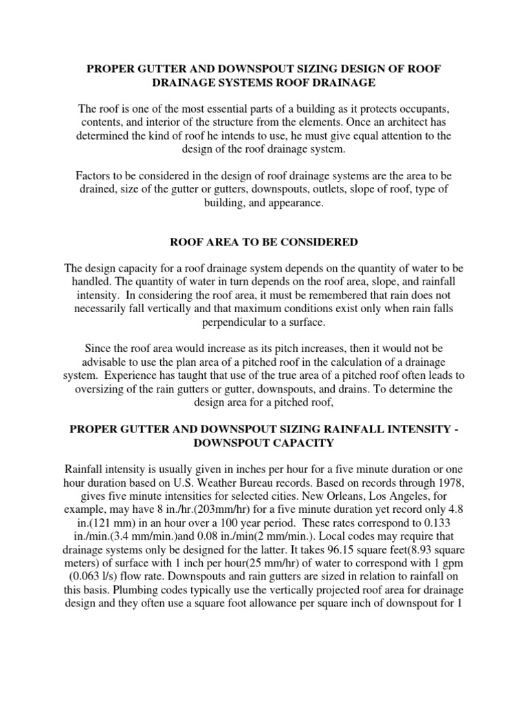 Proper Gutter and Downspout Sizing Design of Roof Drainage Systems Roof ...