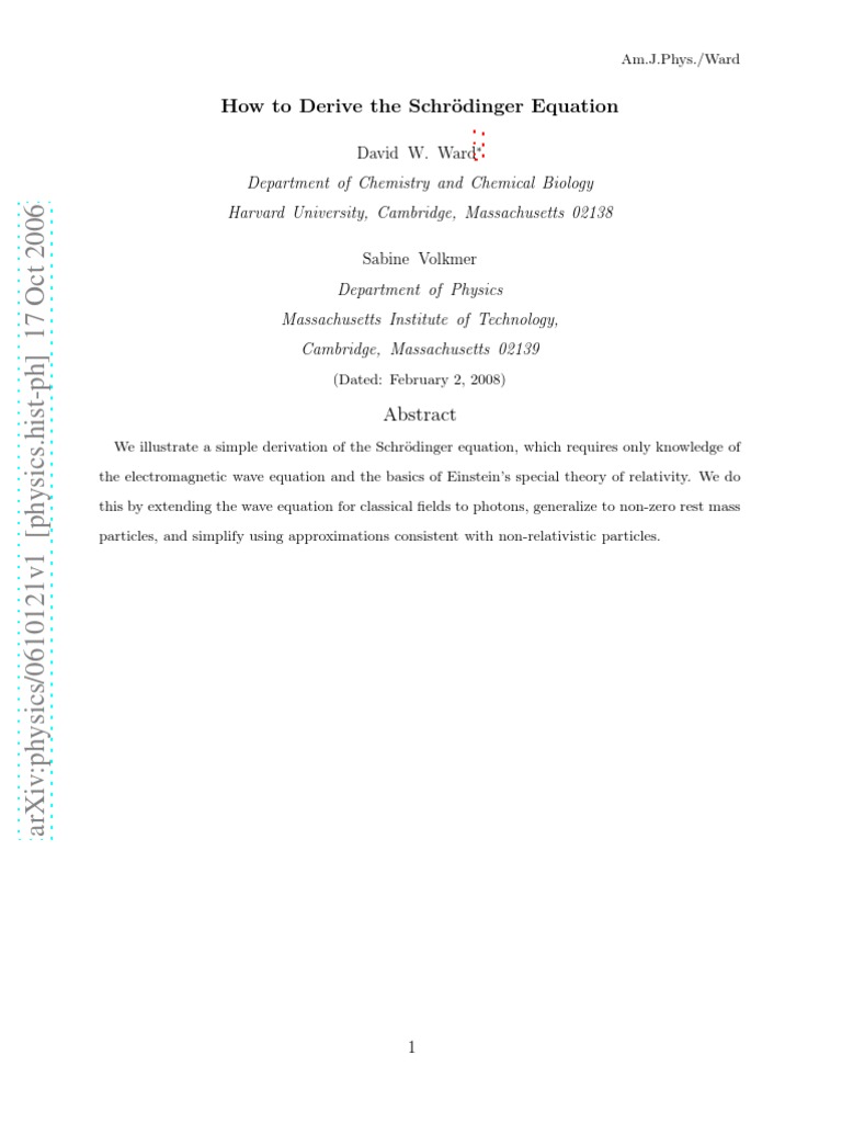Schrodinger Equation Derivation | PDF | Photon | Energy Level