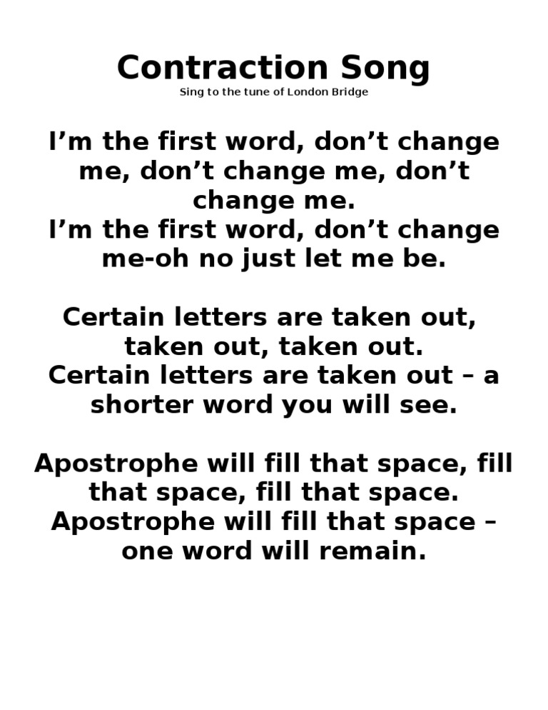 Contraction Song | PDF