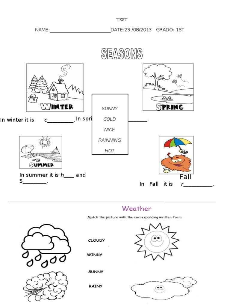 1° Test Weather | PDF | Teaching Methods & Materials