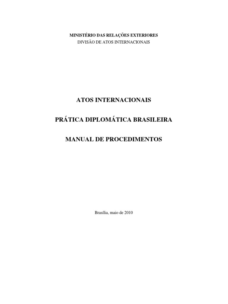Manual de Procedimentos Pratica Diplomatica | PDF | Tratado | Diplomacia