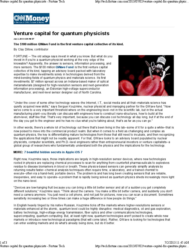 Venture Capital For Quantum Physicists: The $100 Million Qwave Fund Is ...
