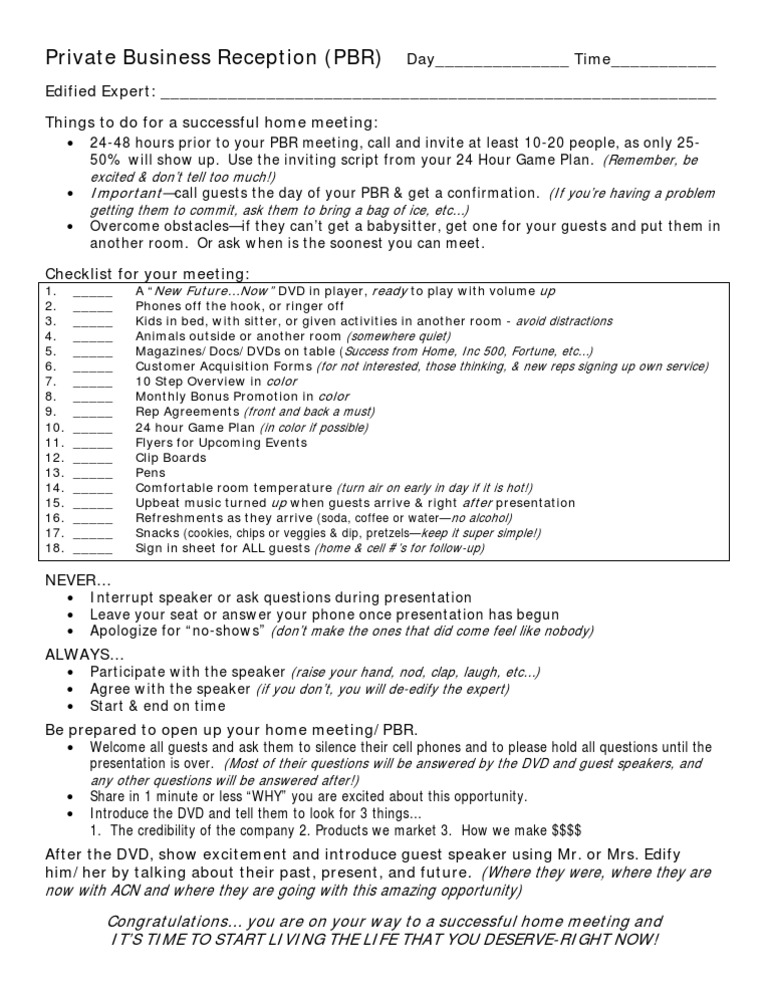PBR Checklist | PDF | Leisure