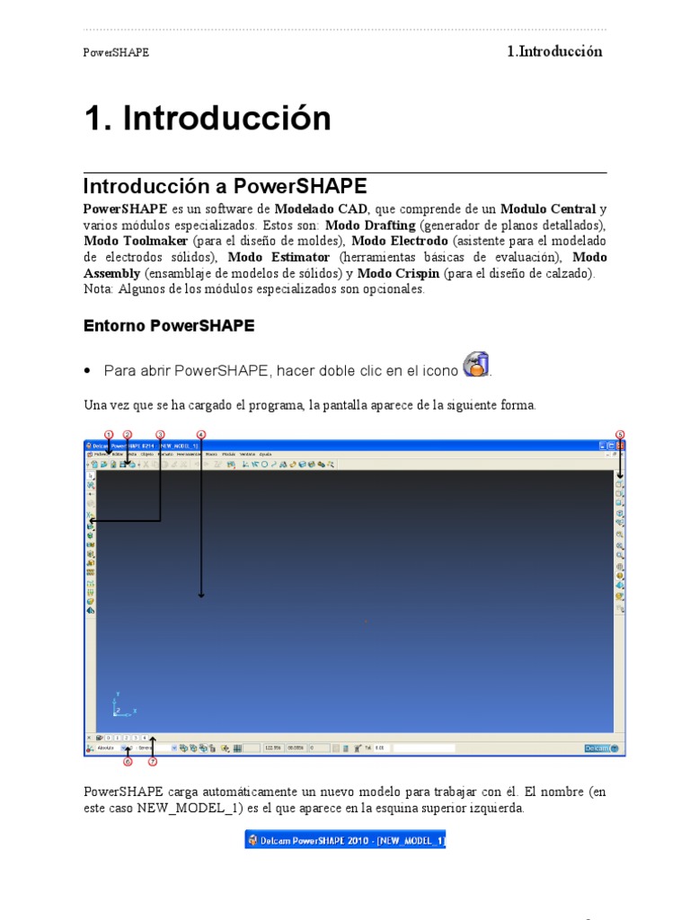 PowerSHAPE: Guía de Introducción CAD | PDF | Point and Click | Ventana (informática)