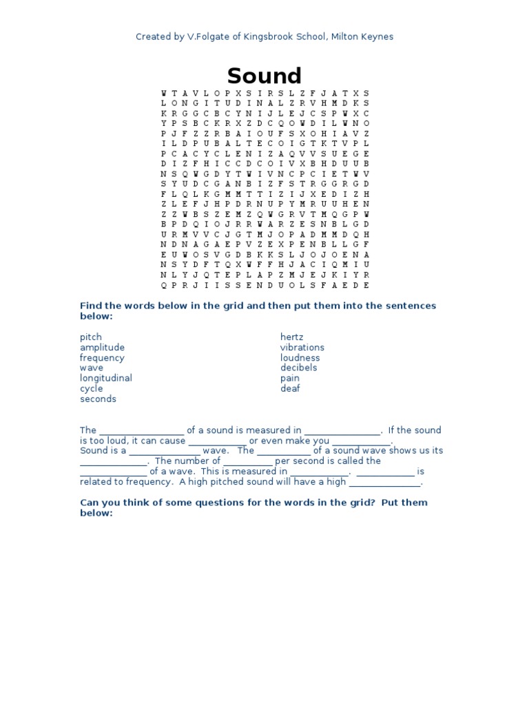 Sound Wordsearch | PDF