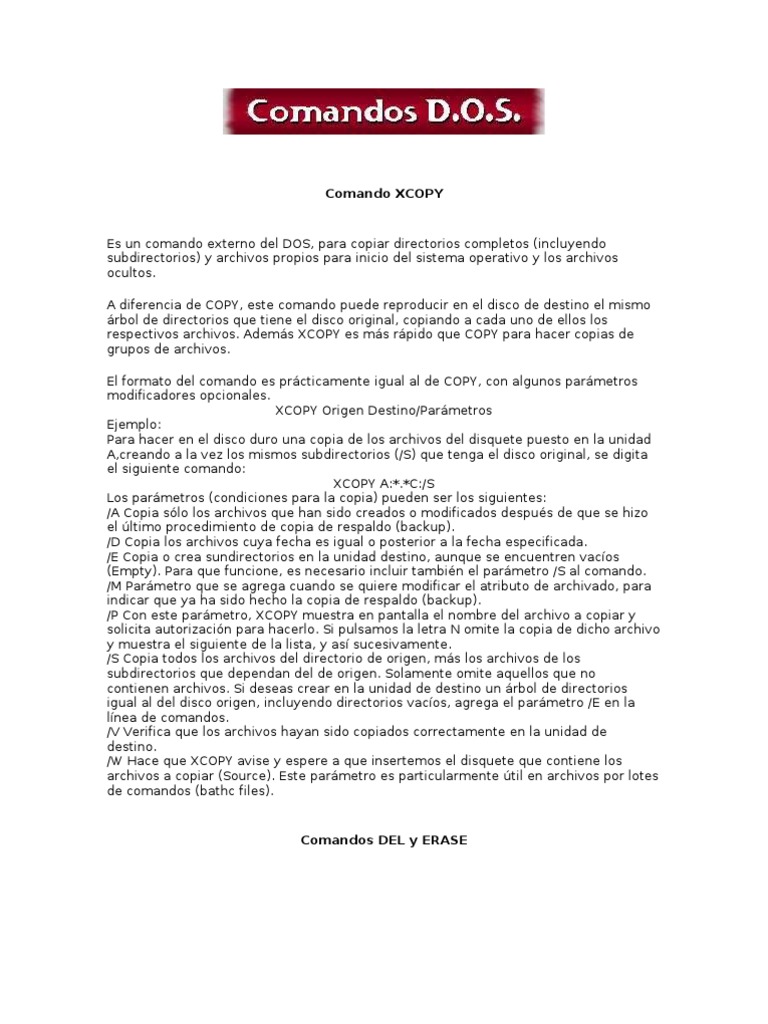 Comando XCOPY en DOS y Windows 10 | PDF | Memoria del ordenador ...