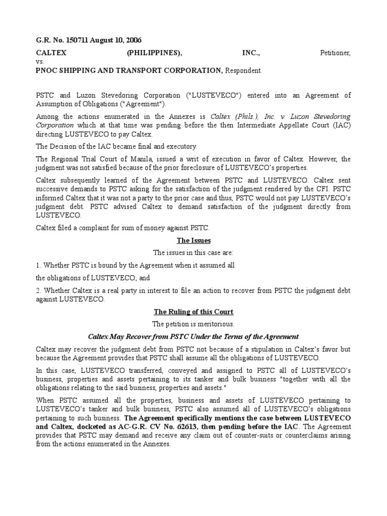 Caltex V PNOC | PDF | Assignment (Law) | Public Law