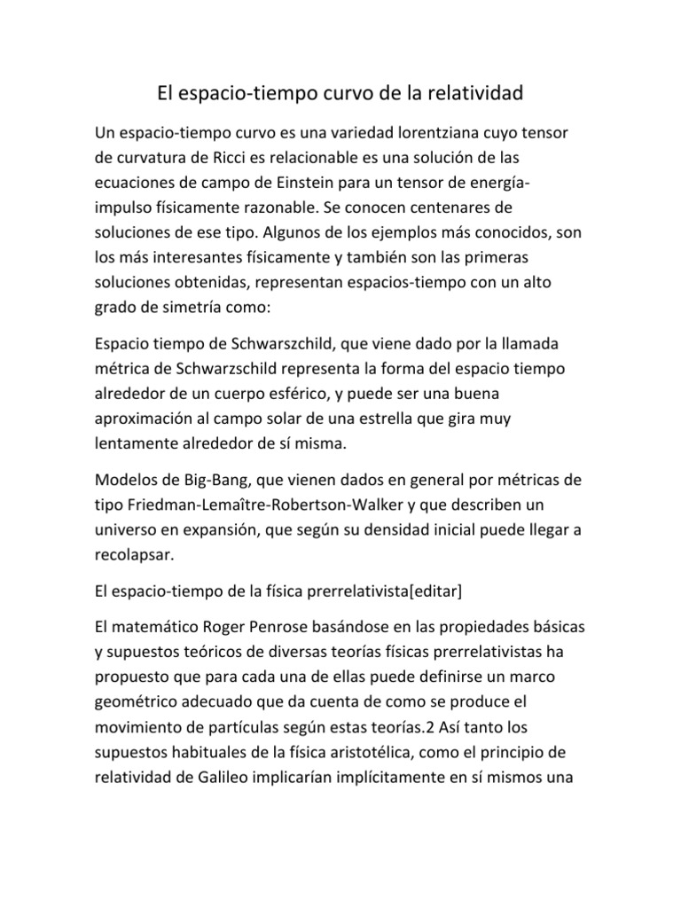 El Espacio Tiempo | PDF | Tiempo espacial | Teoría de la relatividad