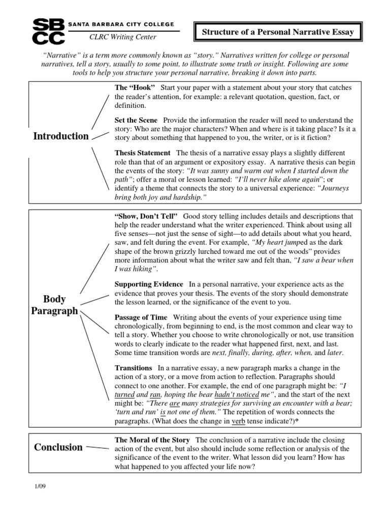 Structure of A Personal Narrative Essay | PDF | Essays | Narrative