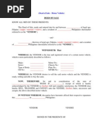 Deed of Sale of Motor Vehicle (Template) | PDF | Deed | Real Property Law