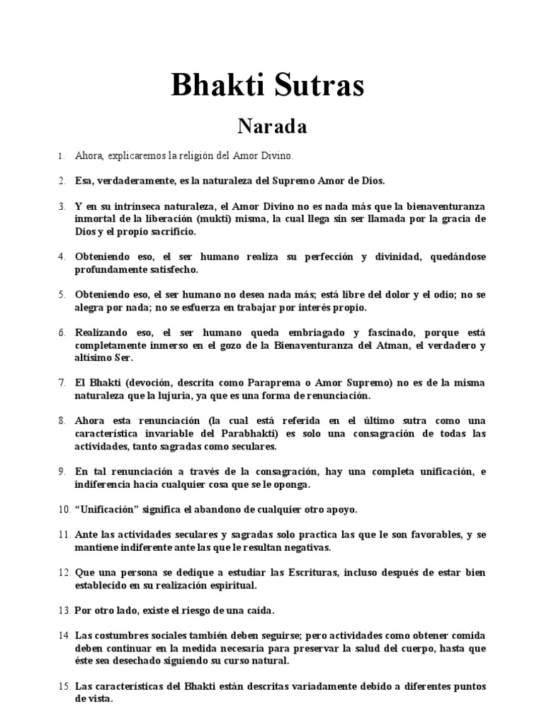 Narada - Bhakti Sutras | PDF