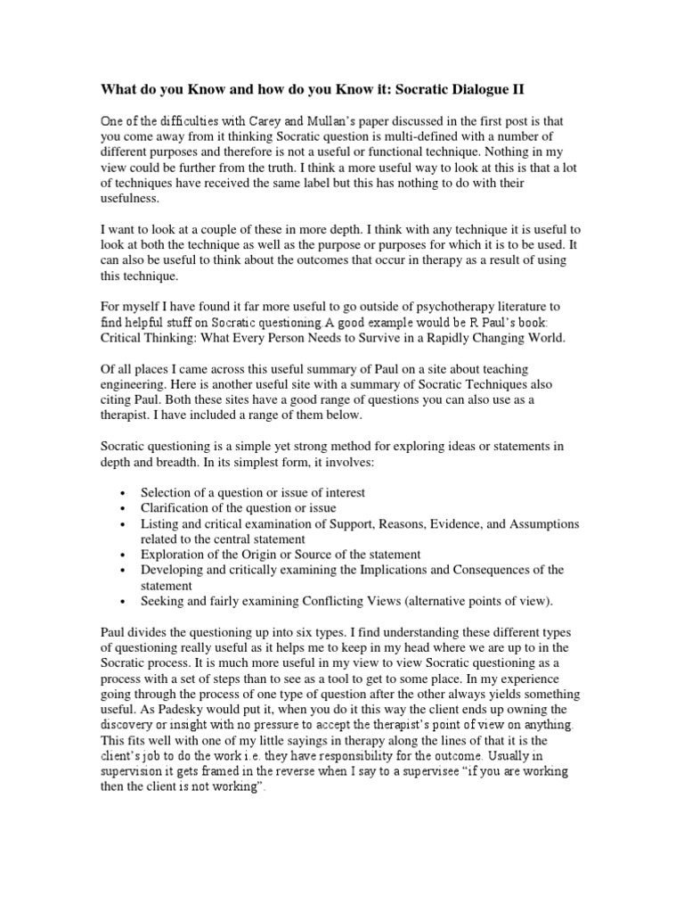 Socratic Questions | PDF | Psychotherapy | Cognitive Therapy