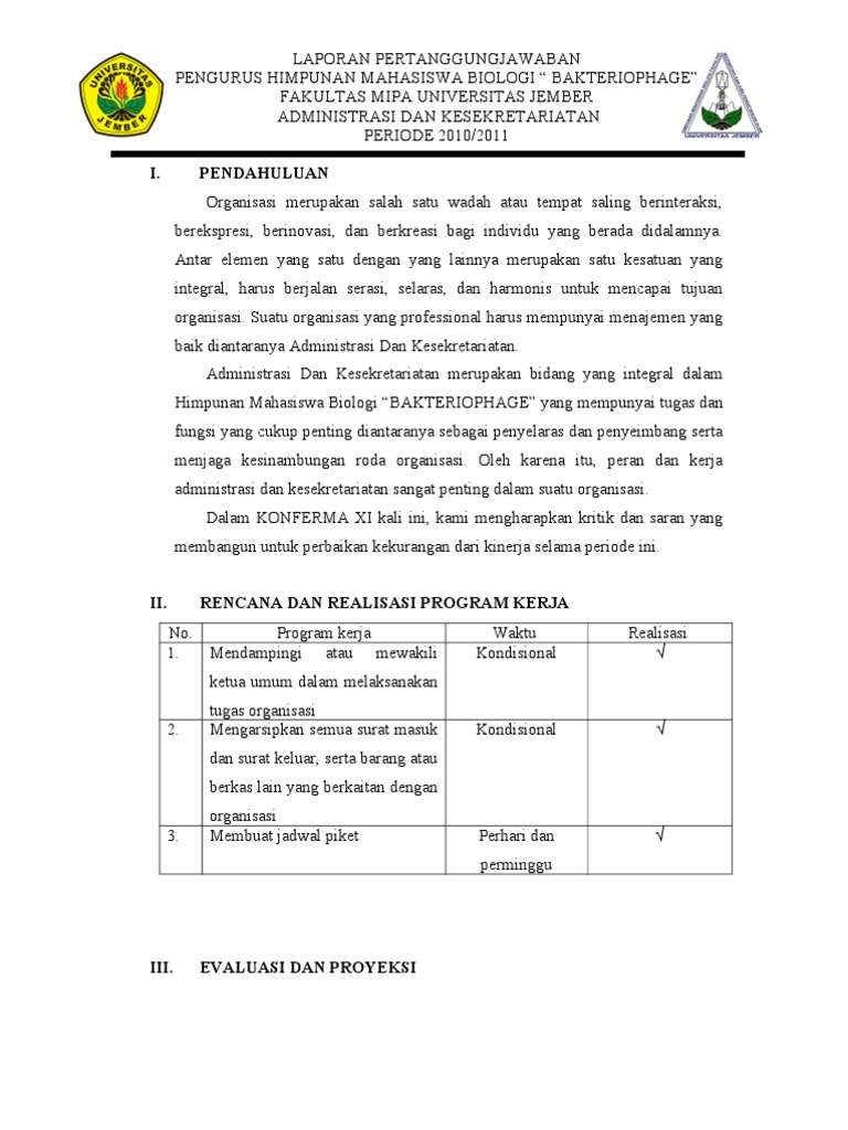 LPJ Sekretaris | PDF