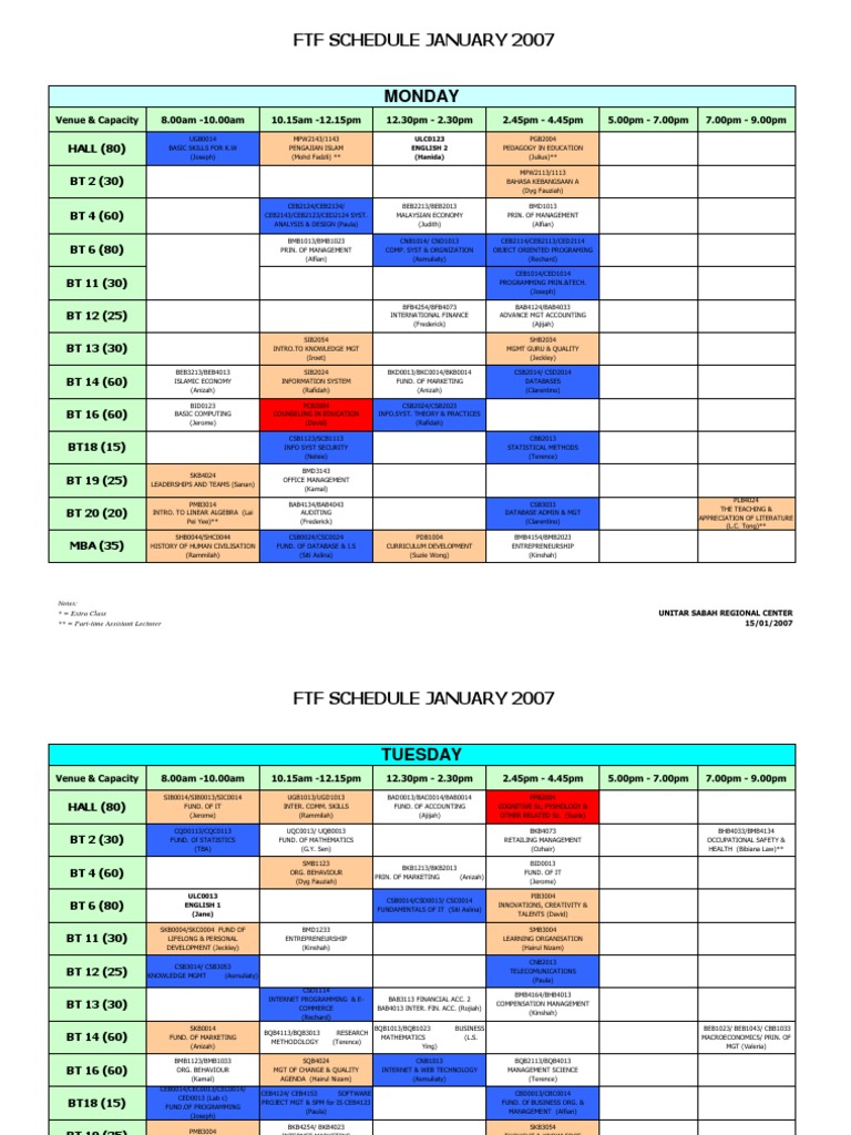 JANUARY Schedule | PDF
