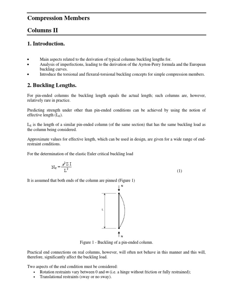 Compression Members Effective Length | PDF | Buckling | Column