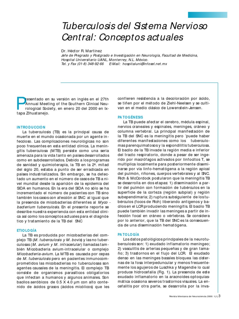 Tuberculosis Meningea | PDF | Meningitis | Sistema nervioso central