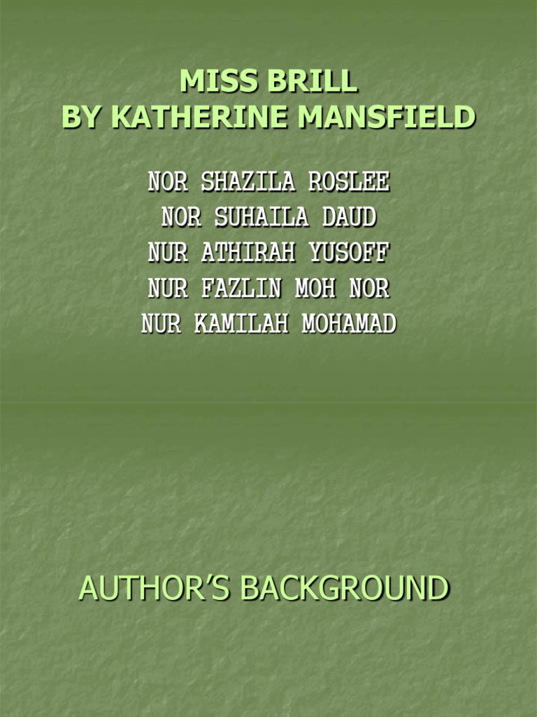 Miss Brill | PDF | Katherine Mansfield