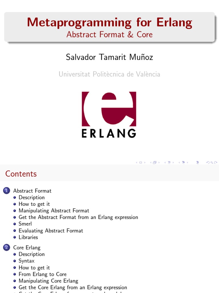 Metaprogramming For Erlang. Abstract Format & Core | PDF | Compiler | Modular Programming
