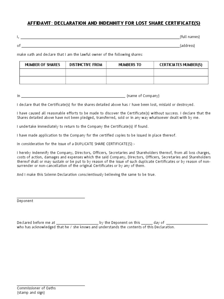 Can You Replace A Lost Share Certificate