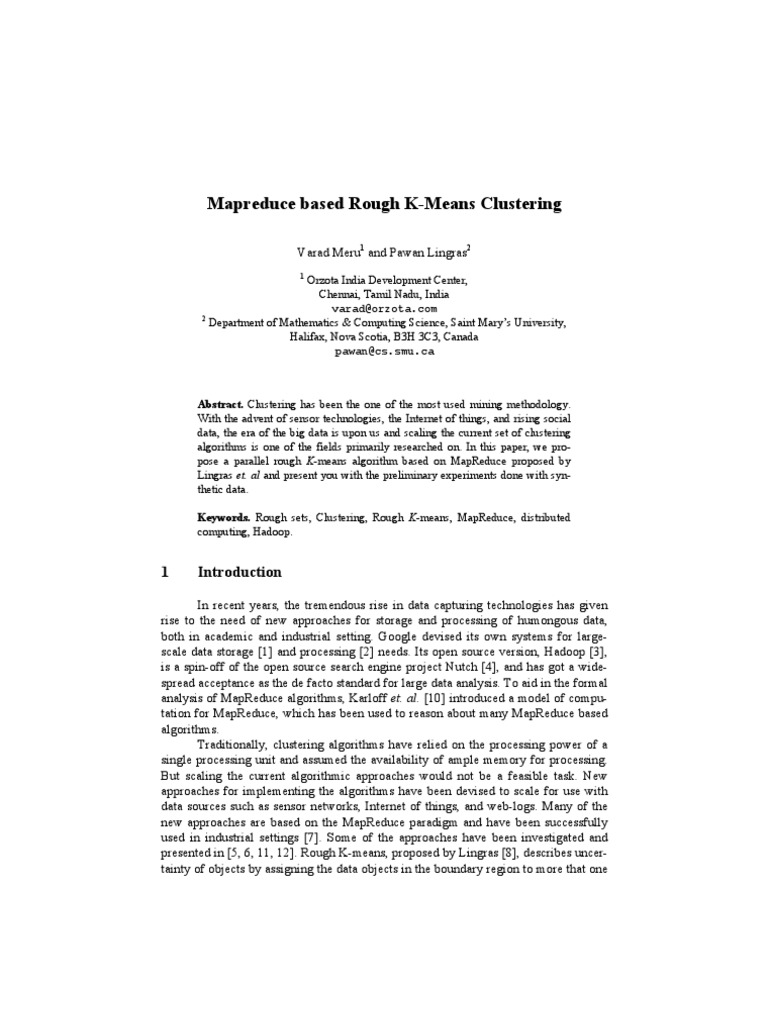 MapReduce Based Rough K-Means Clustering | PDF | Apache Hadoop | Map Reduce