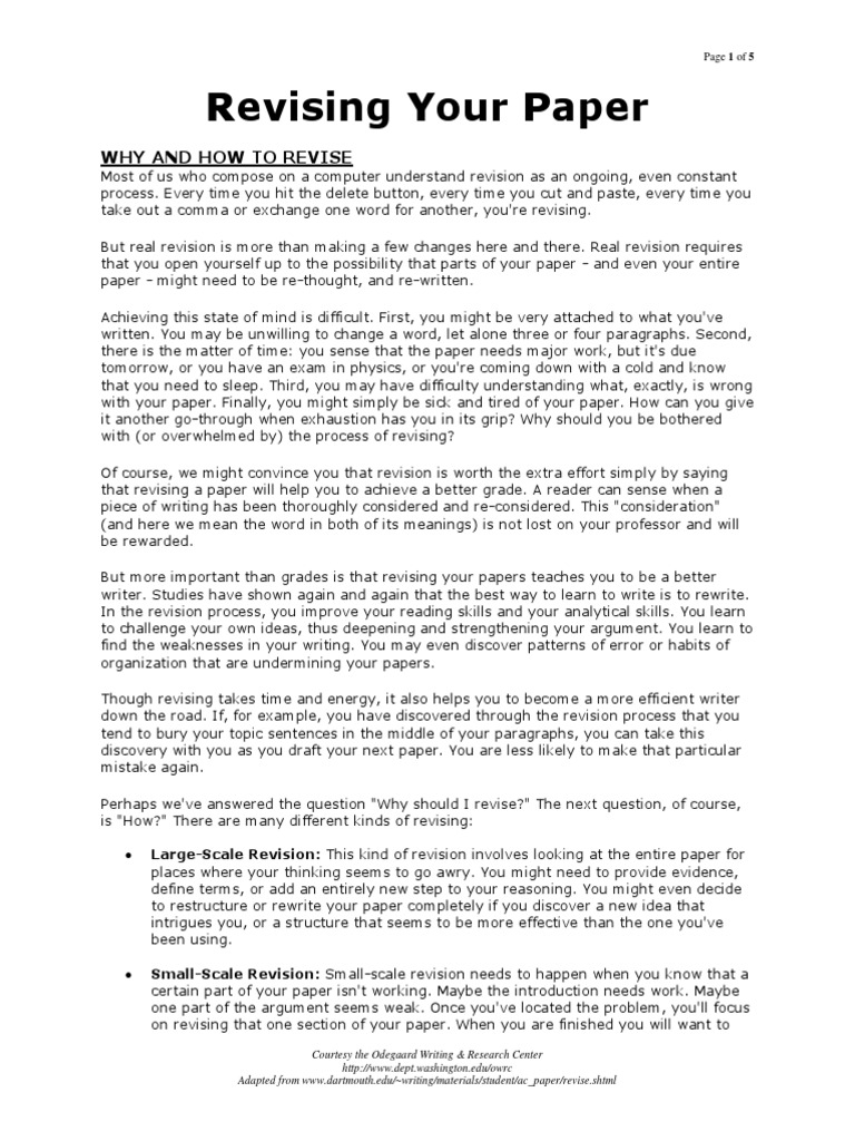 Revising Your Paper PDF | PDF | Proofreading | Argument