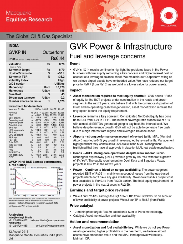 GVK Power & Infrastructure: Fuel and Leverage Concerns | PDF ...