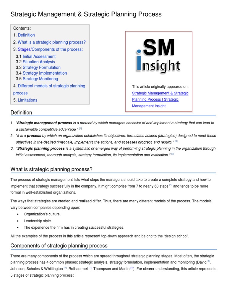 Strategic Management Process PDF | PDF | Strategic Management ...