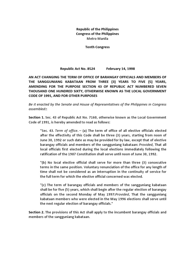 RA No. 8524 | PDF | Sources Of Law | Common Law