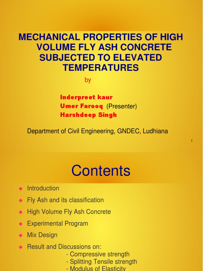 Mechanical Properties of High Volume Fly Ash Concrete Subjected To ...