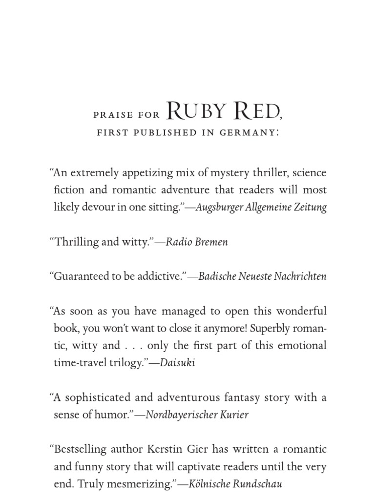 EXCERPT: Ruby Red by Kerstin Gier | PDF