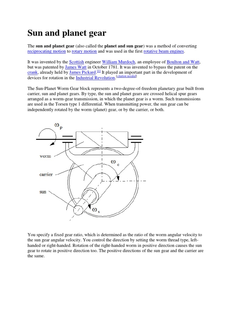 Sun and Planet Gear | PDF | Gear | Transmission (Mechanics)