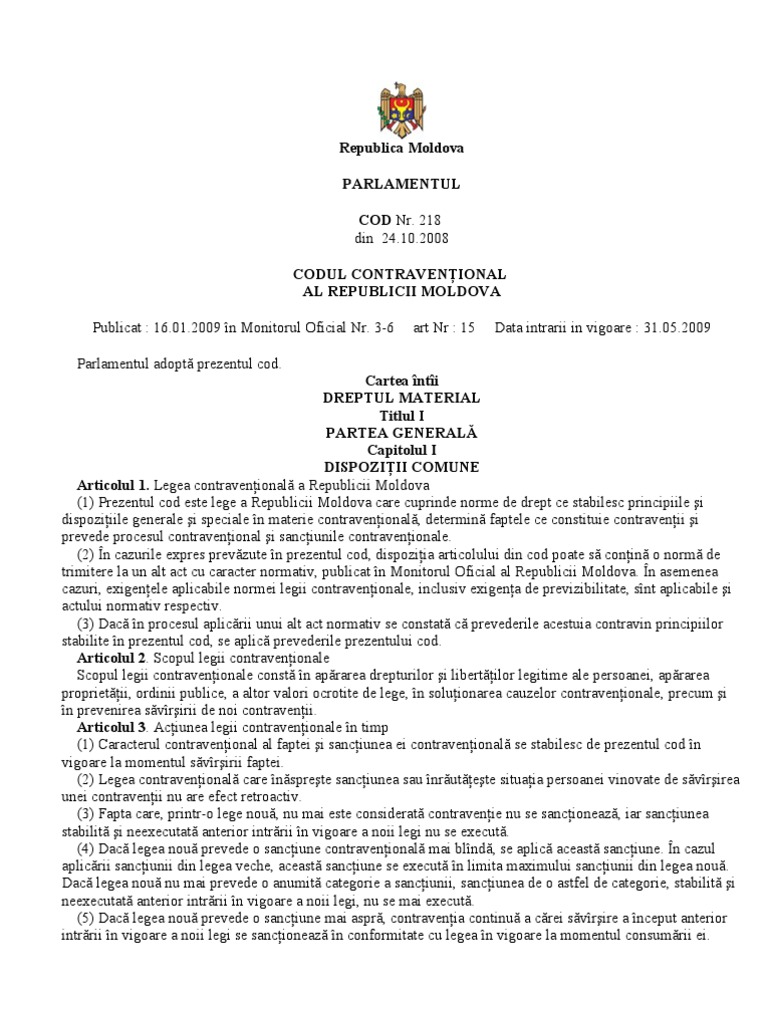 Codul Contravenţional | PDF