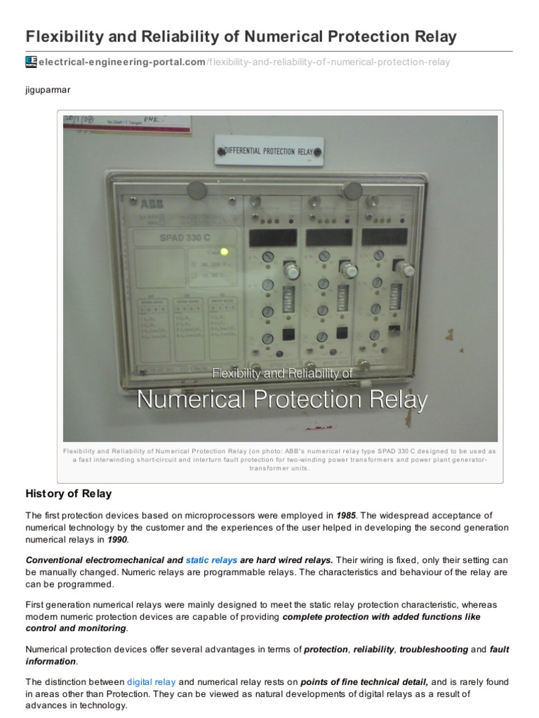 Flexibility and Reliability of Numerical Protection Relay | PDF ...