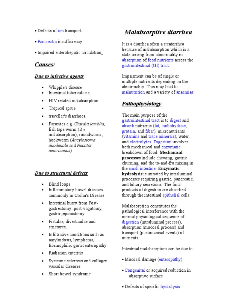 Understanding Malabsorptive Diarrhea | PDF