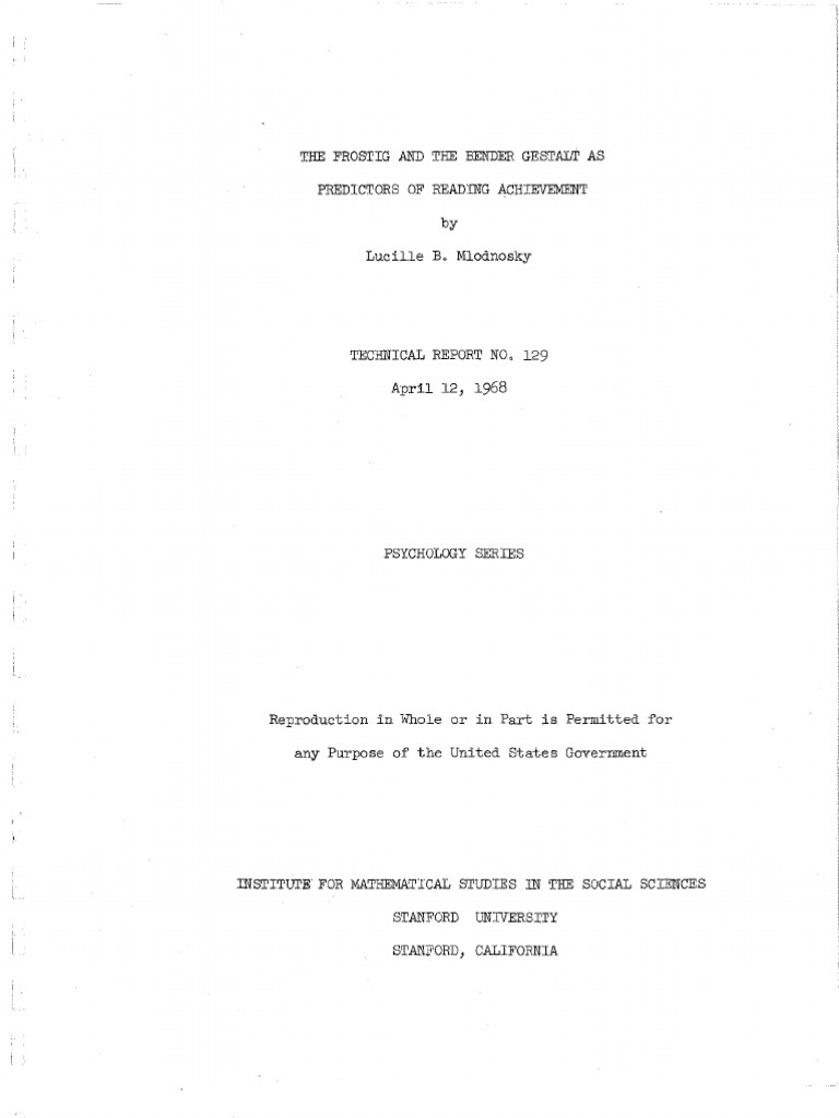 The Frostig Test and The Bender Gestalt | PDF | Factor Analysis ...