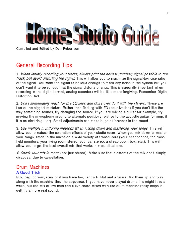 Basic Recording Tips | PDF | Microphone | Loudspeaker