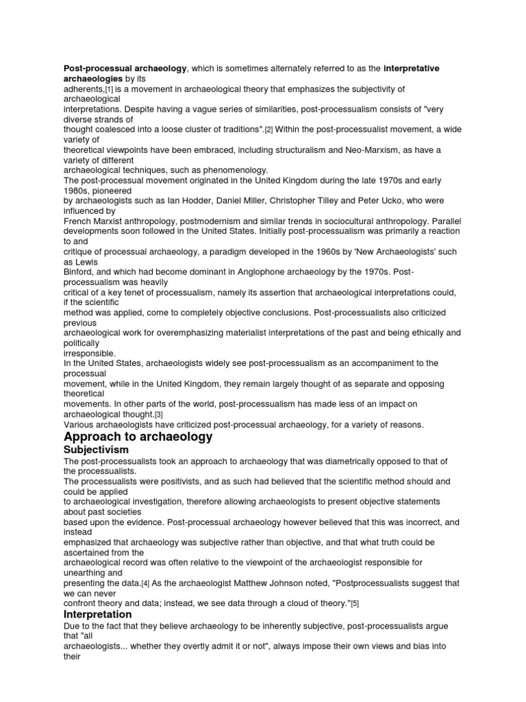 Post Processual Archaeology | Museology | Philosophical Movements