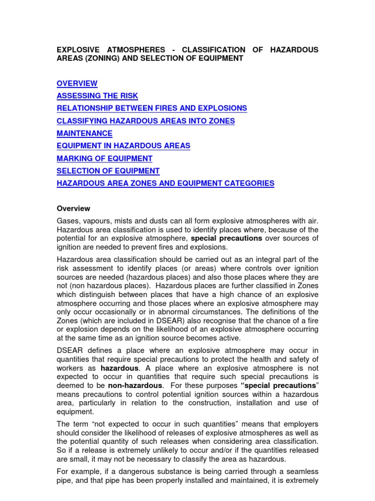 Explosive Atmospheres - Classification of Hazardous Areas (Zoning) and ...