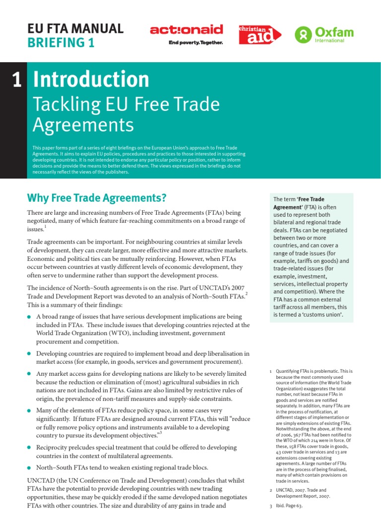 EU Free Trade Agreements Manual: Eight Briefings On The European Union ...