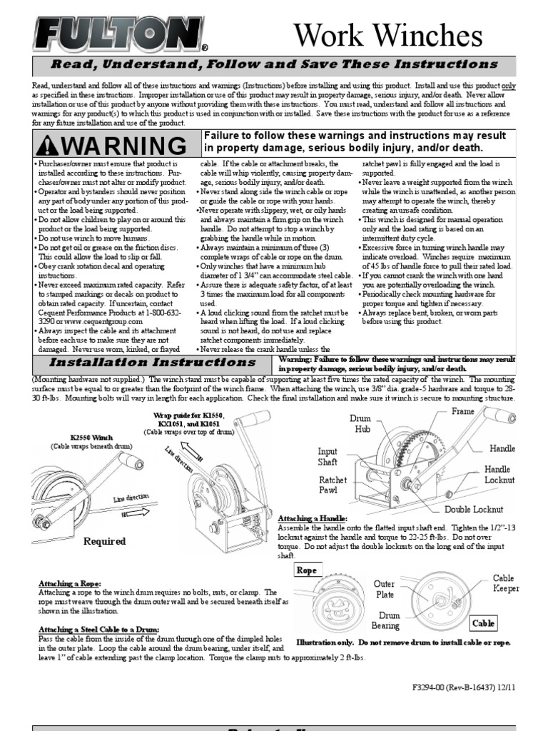 Work Winches: Warning | PDF | Machines | Mechanical Engineering